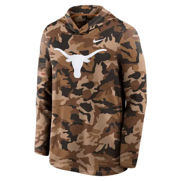 Nike Texas 2026 Military Appreciation Dri-fit College Long-sleeve Hooded Top - Brown