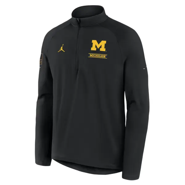 Nike Michigan 2026 Military Appreciation Stride Jordan Brand Dri-fit College 1/2-zip Long-sleeve Top - Black