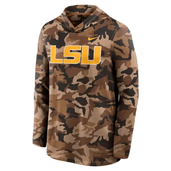Nike Lsu 2026 Military Appreciation Dri-fit College Long-sleeve Hooded Top - Brown