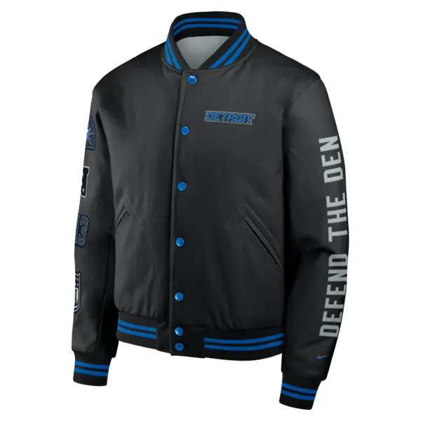Nike Detroit Lions Rivalries Collection Nfl Full-snap Varsity Jacket - Black