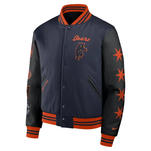 Nike Chicago Bears Rivalries Collection Nfl Full-snap Varsity Jacket - Blue