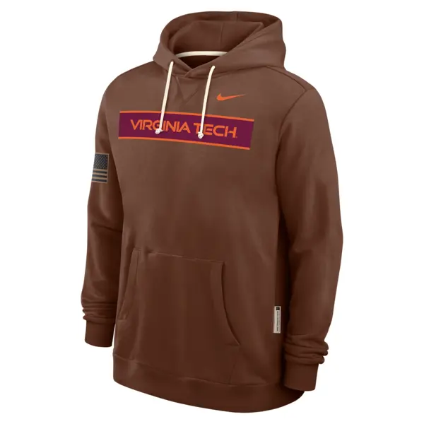 Nike Virginia Tech 2026 Military Appreciation Dri-fit College Long-sleeve Hooded Top - Brown