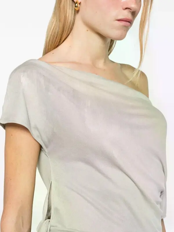 ST. AGNI Fine-jersey Off-shoulder Top Soft Ash