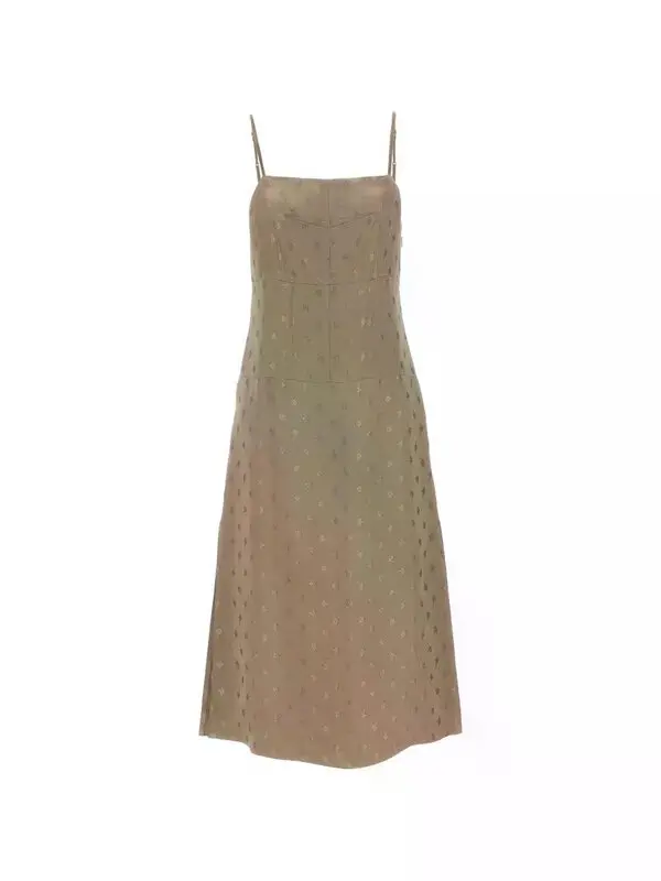 Fendi Floral-jacquard Silk Midi Dress - Neutrals