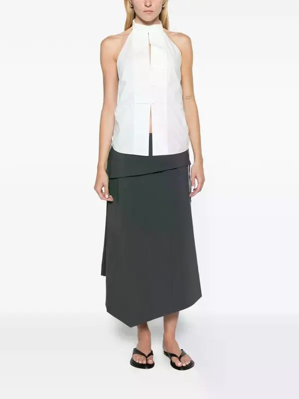 ST. AGNI Detachable-belt Asymmetric Skirt Iron Glaze