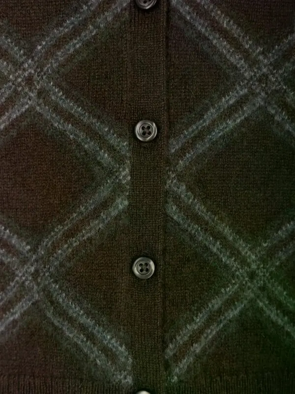 Vince Diamond-plaid V-neck Cardigan