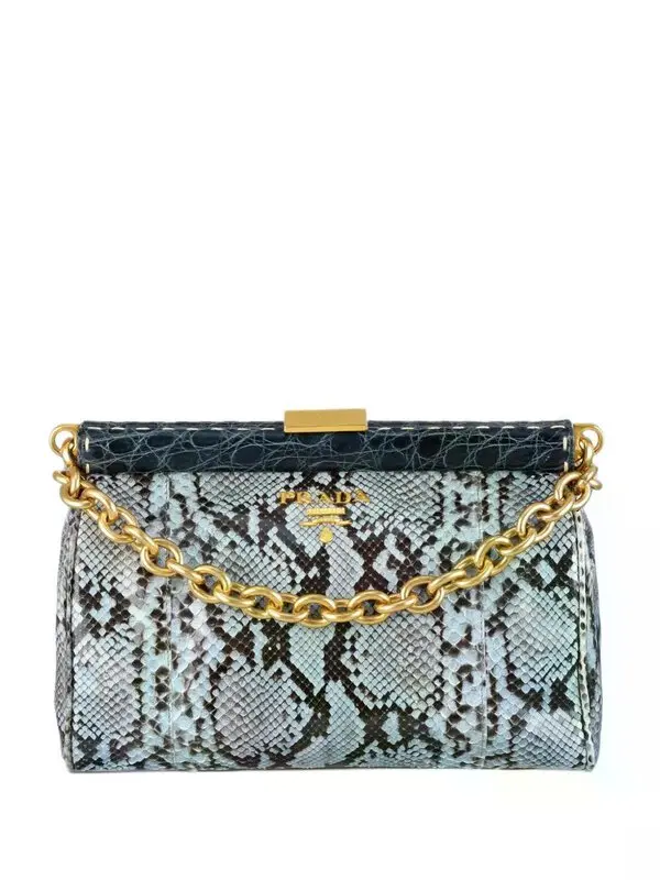 Prada Snakeskin-effect Chain-link Shoulder Bag