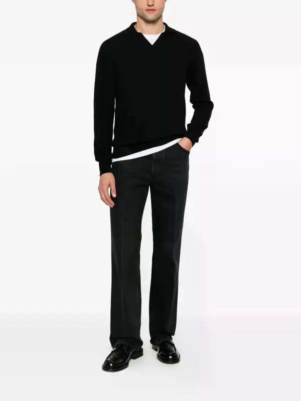 JEORDIE'S Ribbed-knit V-neck Sweater