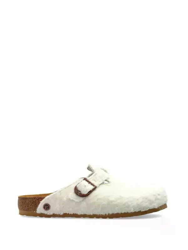 BIRKENSTOCK Boston Wooly Moon Brushed-effect Slides - Neutrals