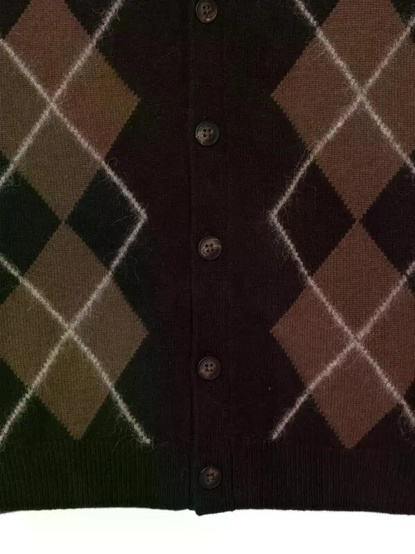 MC2 SAINT BARTH Jonan Argyle-pattern Embroidered-logo Cardigan - Brown