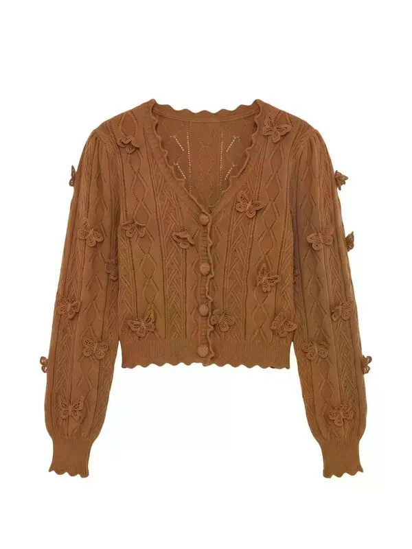 Farm Rio Richelieu 3d Butterflies Knit Cardigan
