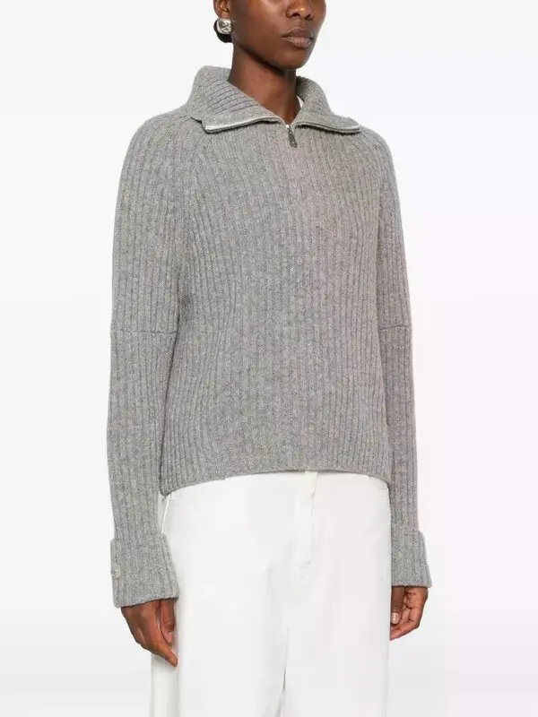 LA PISCINE Ribbed-knit Zip-neck Sweater