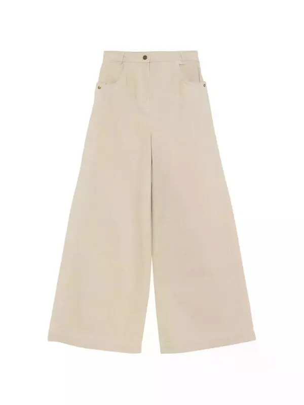 Max Mara Coated Cotton Bull Denim Trousers Stone - Neutrals