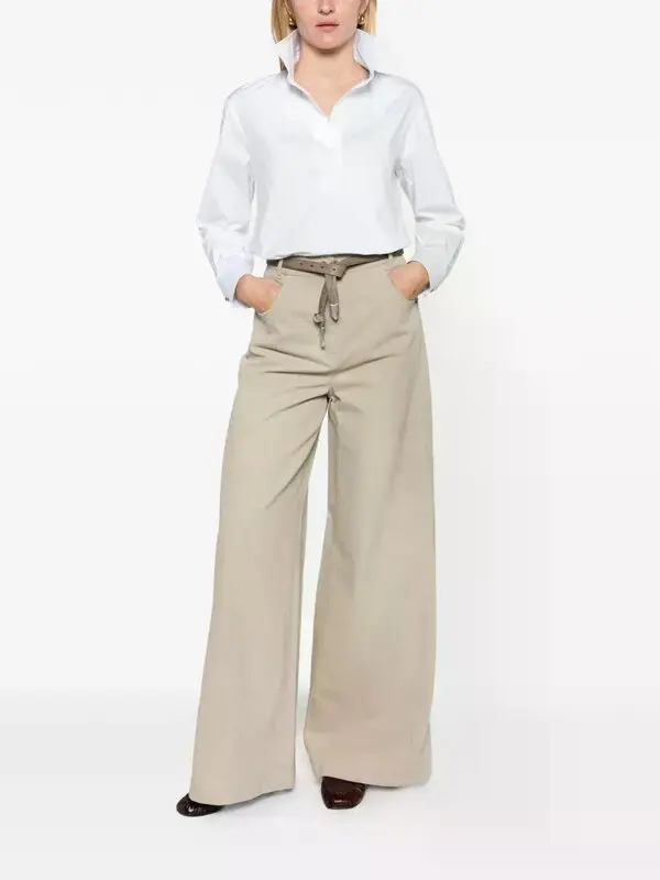 Max Mara Coated Cotton Bull Denim Trousers Stone