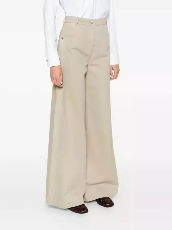 Max Mara Coated Cotton Bull Denim Trousers Stone