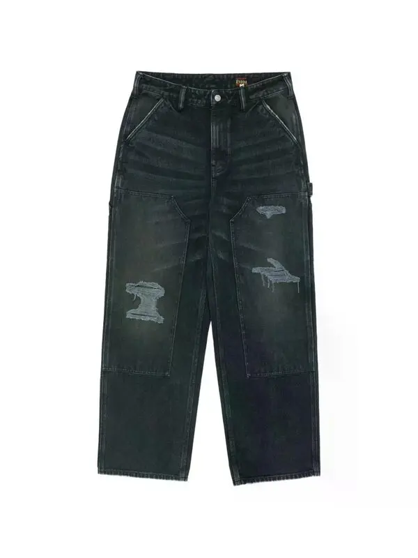 EVISU Distressed Panelled Jeans - Blue