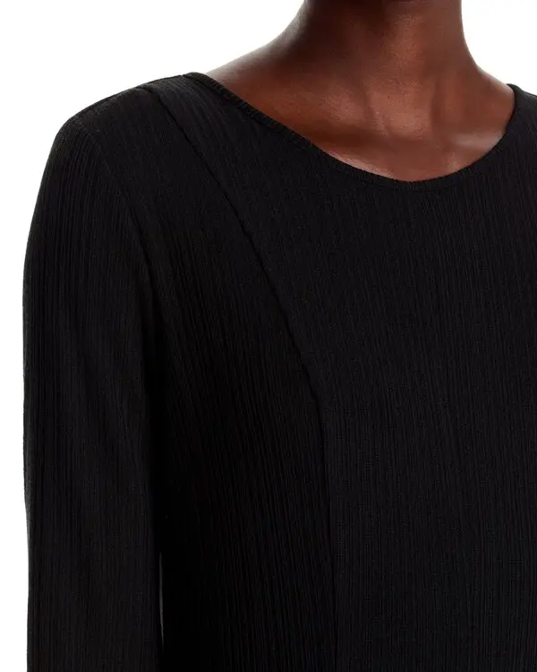 SINGLE THREAD Scoop Neck Ribbed Midi Dress - Black