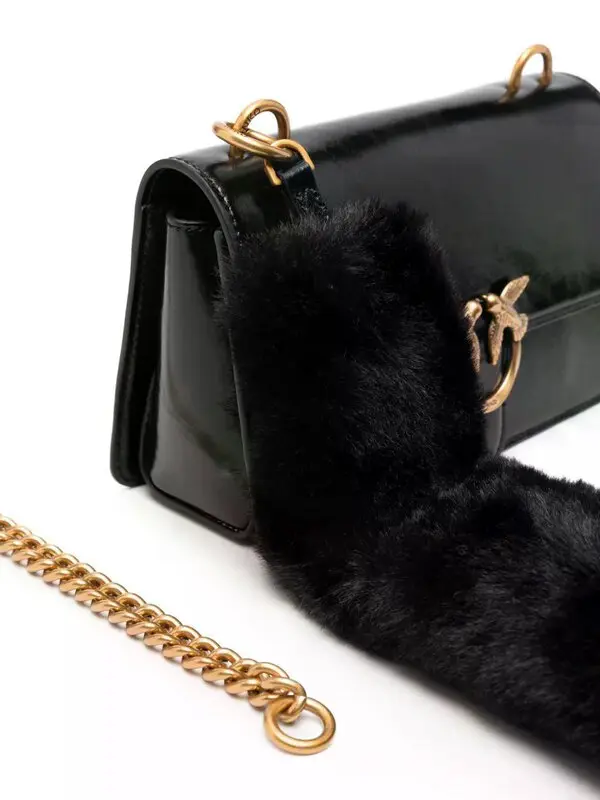 Pinko Mini Love One Leather Shoulder Bag - Black