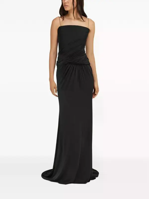 FERRAGAMO Gathered Top With Chain Detail - Black