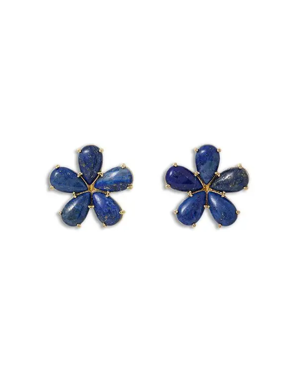 ROXANNE ASSOULIN The Stone Flower Clip On Button Earrings - Lapis