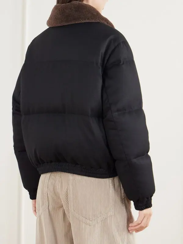 Brunello Cucinelli Quilted Shearling-trimmed Wool-twill Down Jacket
