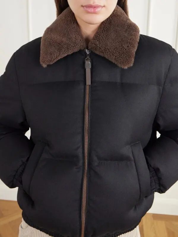 Brunello Cucinelli Quilted Shearling-trimmed Wool-twill Down Jacket