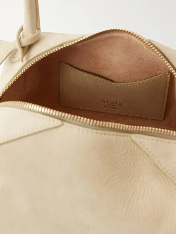 Alaïa Le Bouledogue Mini Nubuck Shoulder Bag - Neutrals