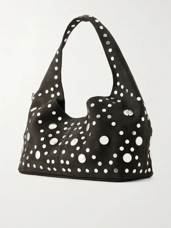 VIVIENNE WESTWOOD Ellie Studded Nubuck Shoulder Bag