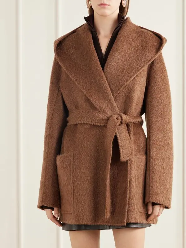 Max Mara Golf Belted Camel-hair And Mohair-blend Coat