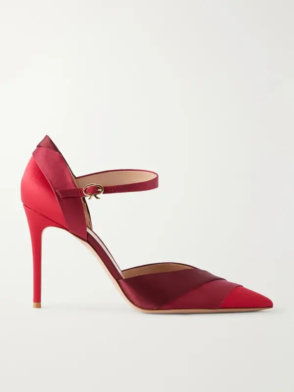GIANVITO ROSSI 95 Crepe-satin Pumps - Red