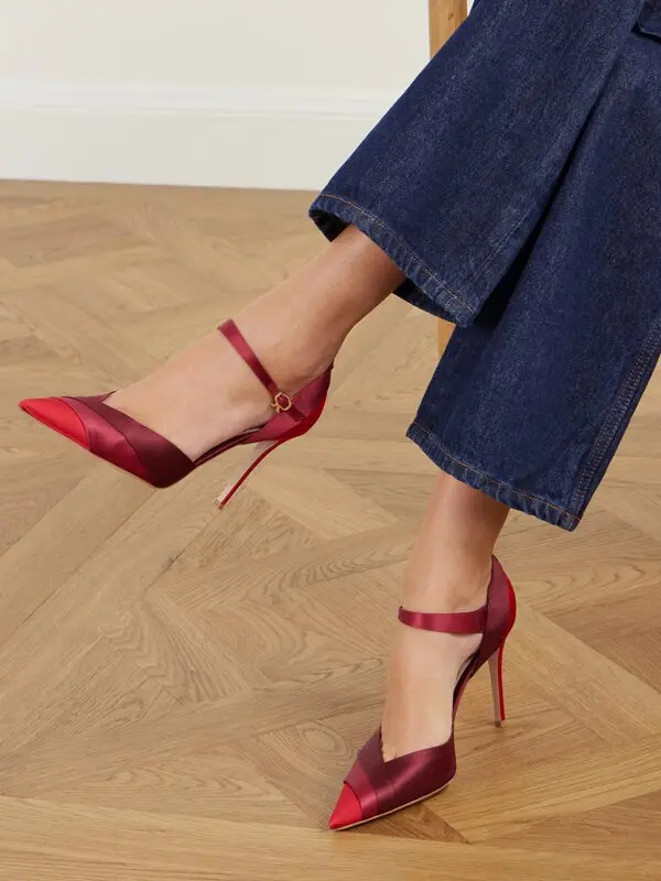 GIANVITO ROSSI 95 Crepe-satin Pumps - Red