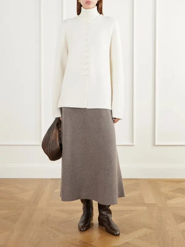 LISA YANG Dovie Ribbed Cashmere Midi Skirt