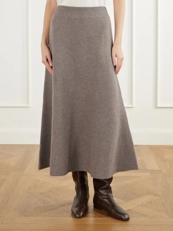 LISA YANG Dovie Ribbed Cashmere Midi Skirt