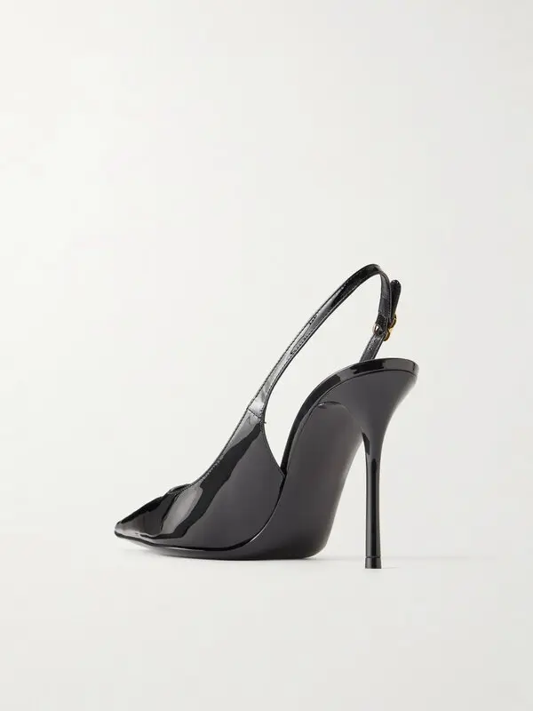 Dolce & Gabbana 105 Logo-embellished Patent-leather Slingback Pumps