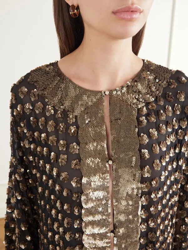 BODE Pyrite Sequin-embellished Silk-tulle Kaftan
