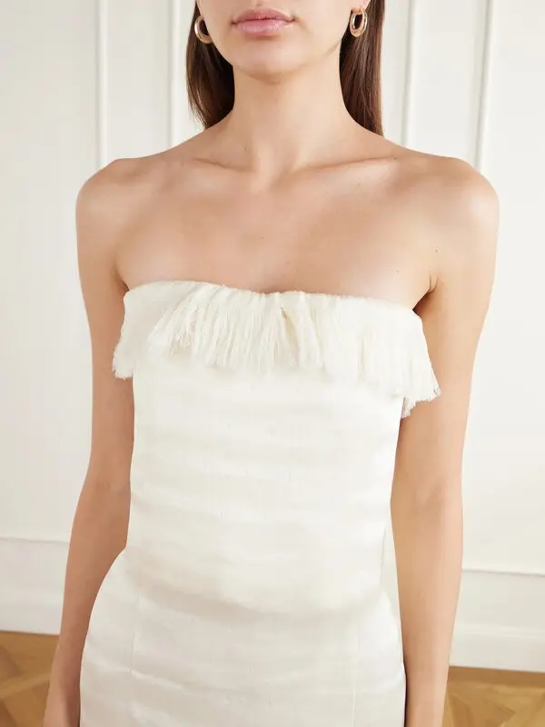 FFORME Paloma Strapless Fringe-trimmed Cotton-blend Voile Maxi Dress