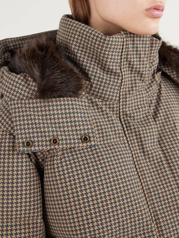 WE NORWEGIANS Glenshee Houndstooth Plush-trimmed Padded Shell Ski Jacket