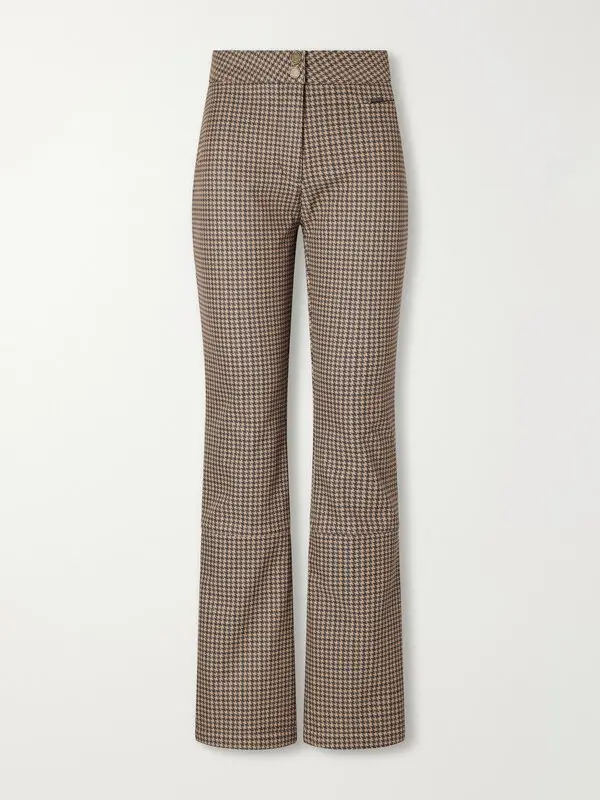 WE NORWEGIANS Glenshee Houndstooth Stretch-shell Flared Ski Pants - Brown
