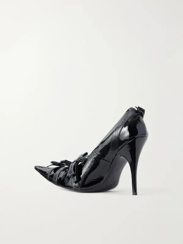 Acne Studios 110 Bow-detailed Crinkled Patent-leather Pumps
