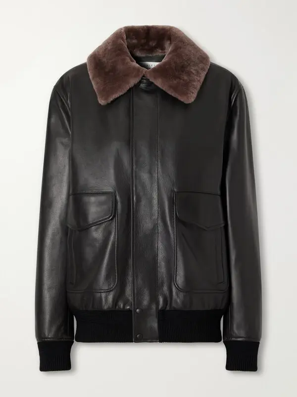 Gabriela Hearst Grant Shearling-trimmed Leather Bomber Jacket