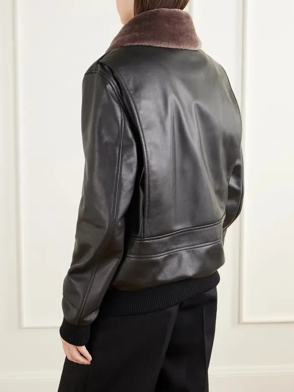 Gabriela Hearst Grant Shearling-trimmed Leather Bomber Jacket