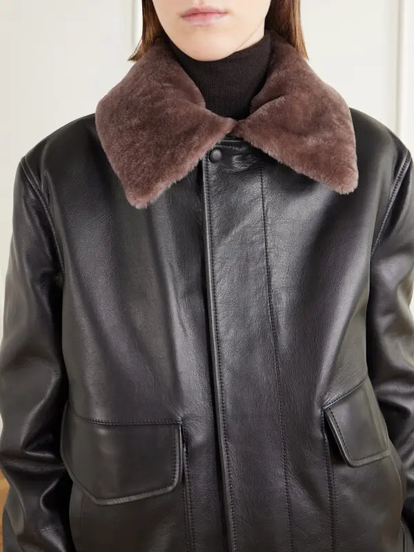 Gabriela Hearst Grant Shearling-trimmed Leather Bomber Jacket