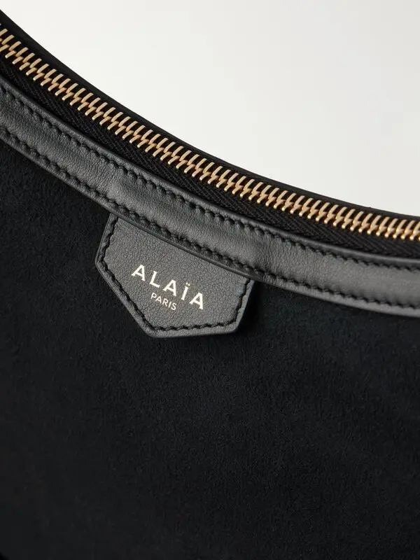 Alaïa Demi Lune Shearling-trimmed Suede Shoulder Bag