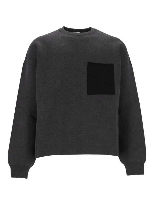 Loewe Cotton-blend Anagram Sweater With Pocket - Gray