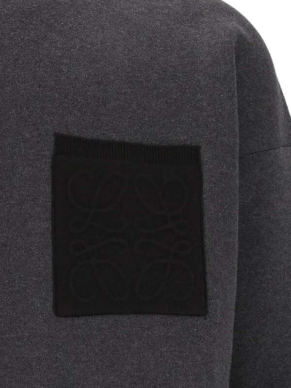 Loewe Cotton-blend Anagram Sweater With Pocket - Gray