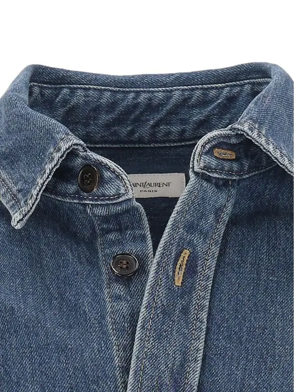 Saint Laurent Cassandre Denim Shirt In Reef