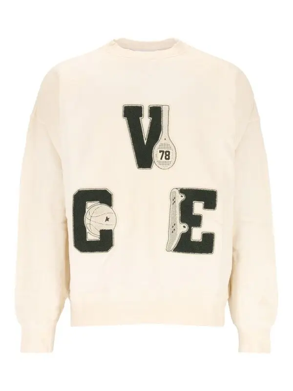 GOLDEN GOOSE Swetshirt With Patches - Gray