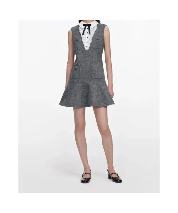 SELF-PORTRAIT Ruffled Collared Mini Dress