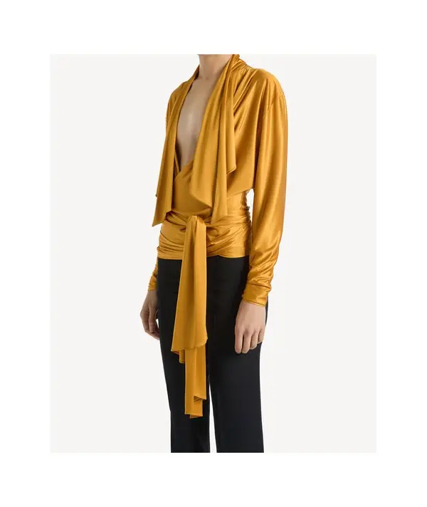 Balmain Flowing Jersey Blouse With Tie - Oranges