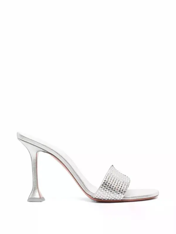 Amina Muaddi Andreea Crystal-embellished Mules - Silver